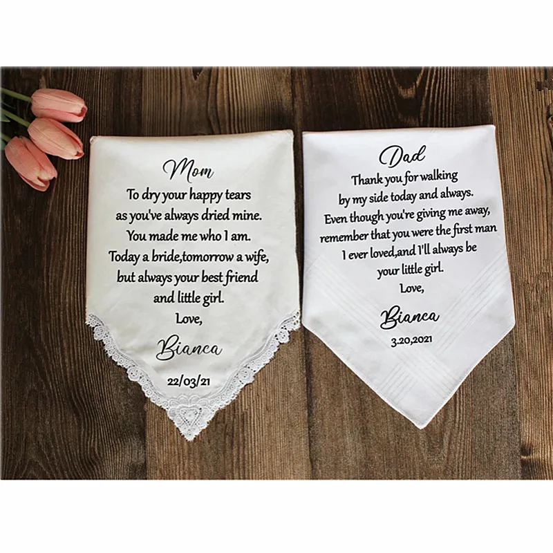 Pa-uelos-de-boda-personalizados-regalo-para-padres-madre-y-padre-de-la ...