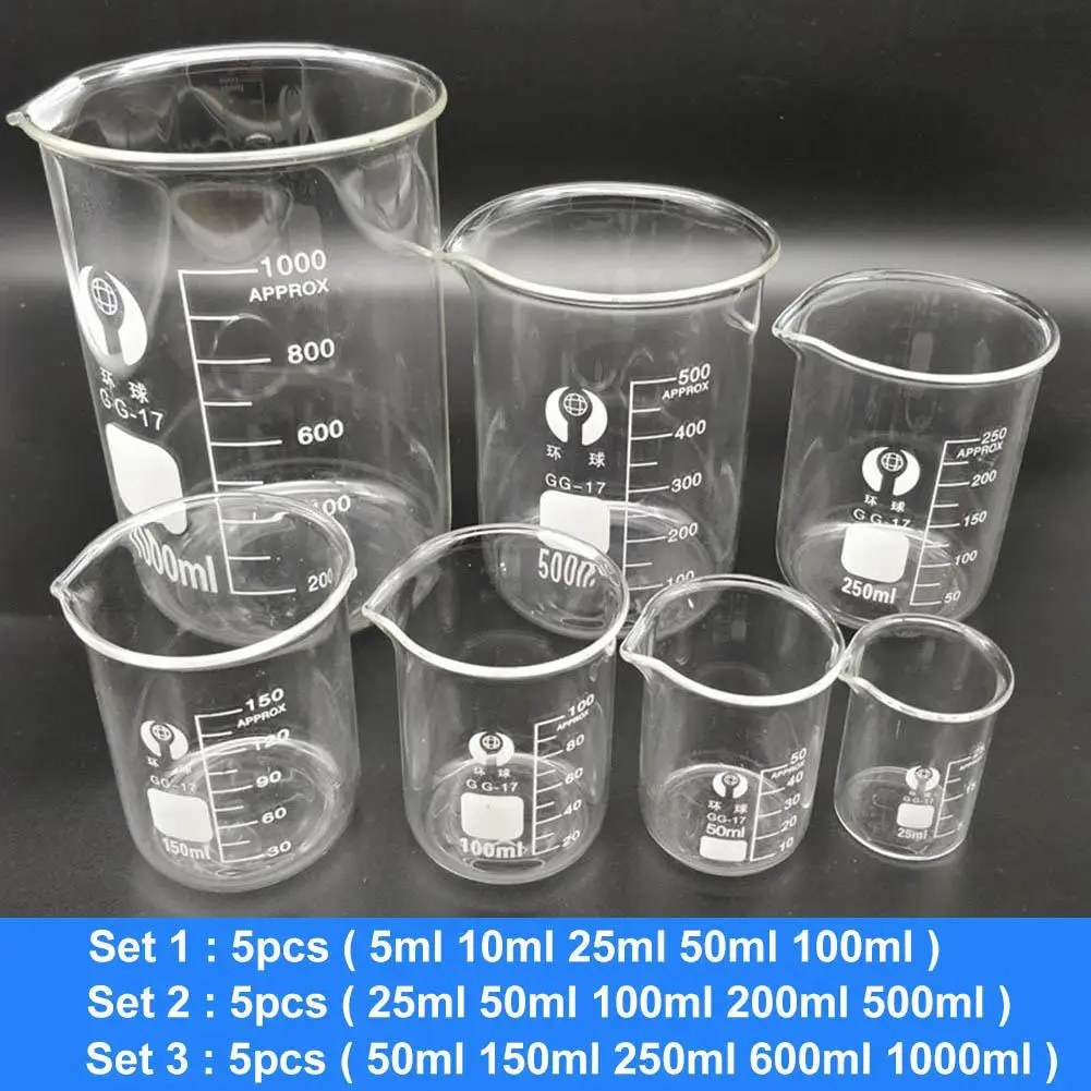 Vasos de vidrio Pyrex para laboratorio o cocina, vasos de medición de 5 ...
