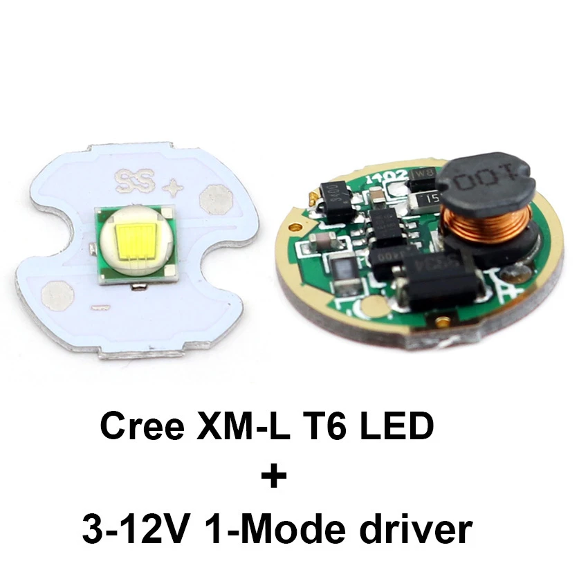 Chip LED XM L T6 de 16mm + 17mm, placa de circuito de entrada de 3V 12V ...