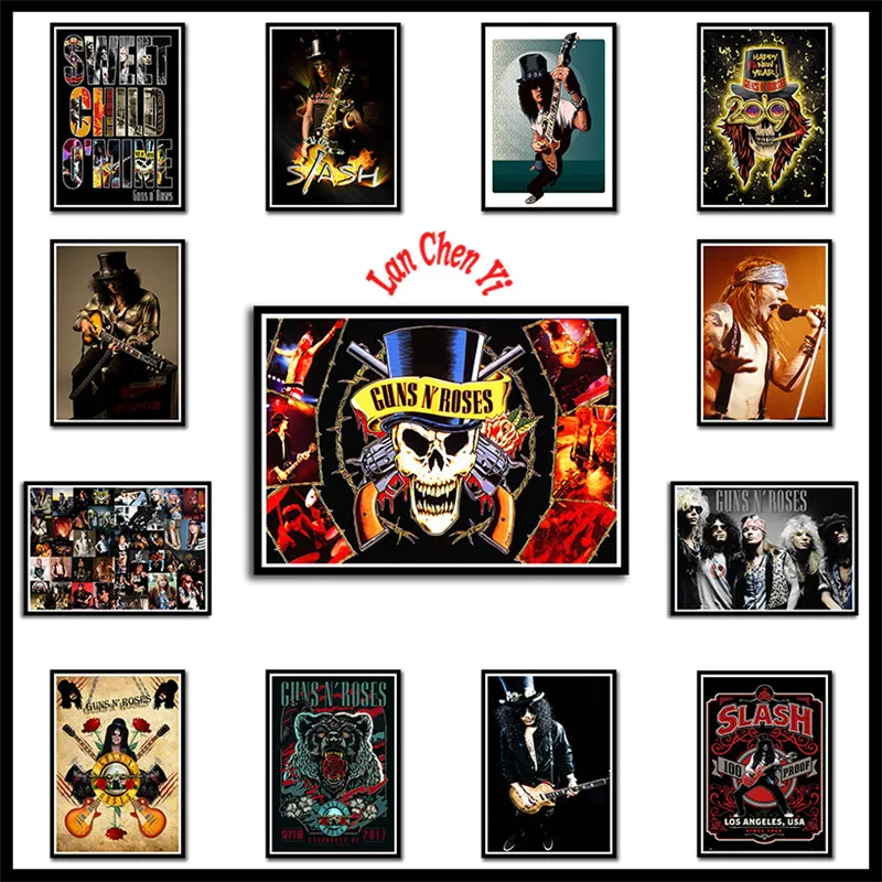 Guns-n-Roses-Hard-Rock-Music-Band-Slash-Poster-White-Coated-Paper ...