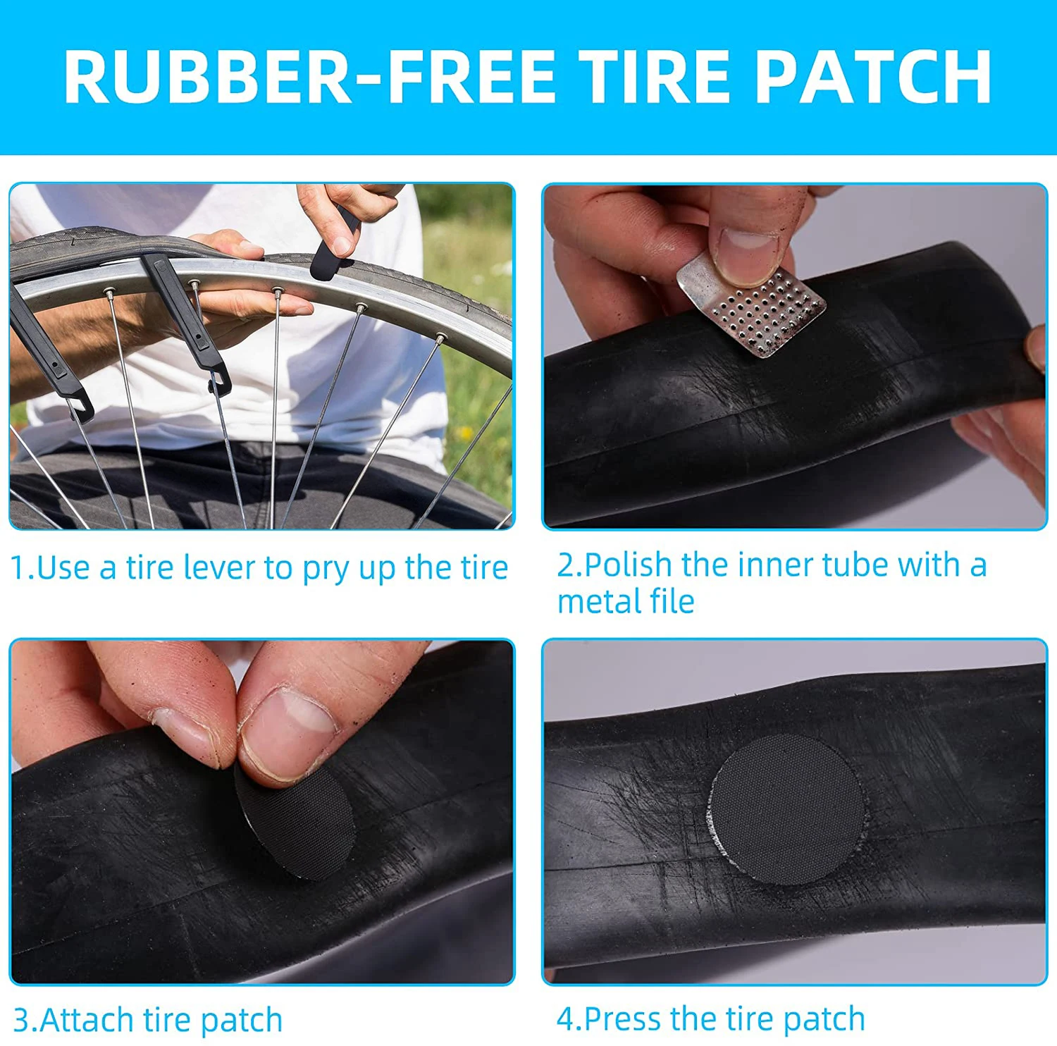 Tournevis,Kit de patchs de pneus de vélo sans colle,outil de réparation ...