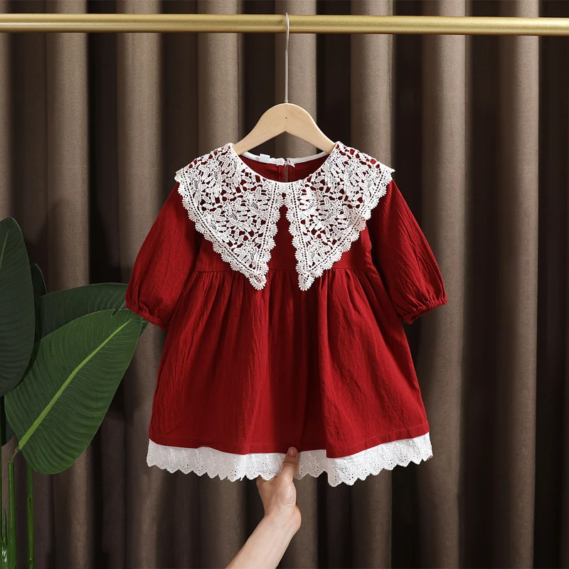Spring baby girl clothes lace long sleeve dress costume for toddler ...