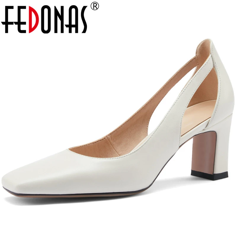 Fedonas Elegant Shallow Shoes For Women Genuine Leather High Heels Pumps Female Calssic 2021 ...