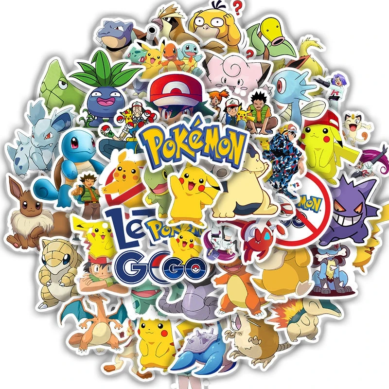 10/50pcs Pokemon Pikachu Stickers Anime Cartoon Kawaii Waterproof ...