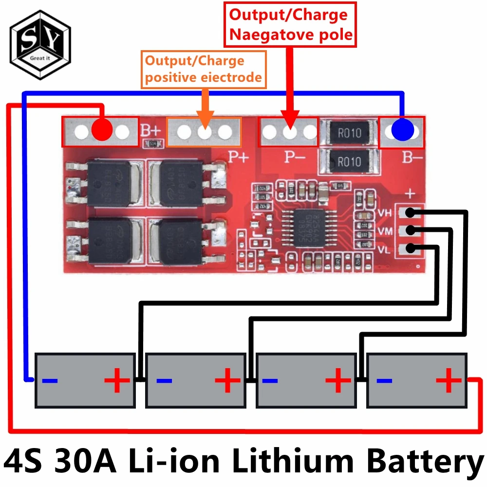 4S 30A High Current Li ion Lithium Battery 18650 Charger Protection Board Module 14.4V 14.8V 16 ...