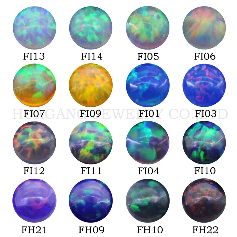 Opal Loose Lab Created Gemstone Round Shape Flat Base Stone Cabochon ...
