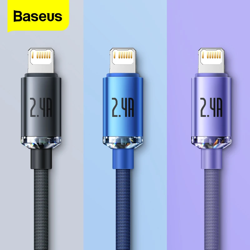 Baseus USB Cable For iPhone 13 12 11 Pro Xs Max 8 7 6s 2.4A Fast ...