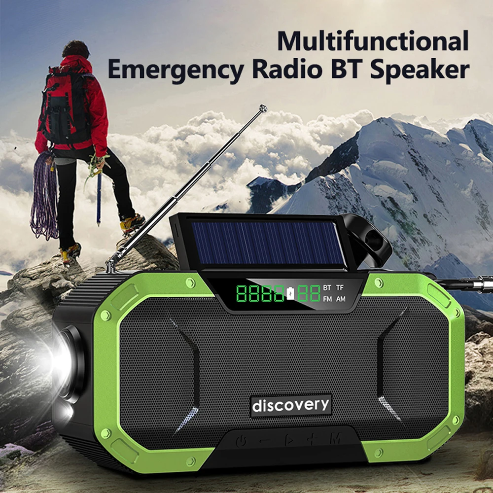 DF-580 Hand Crank AM/FM Radio Solar Portable Bluetooth Speaker 5000mAh ...