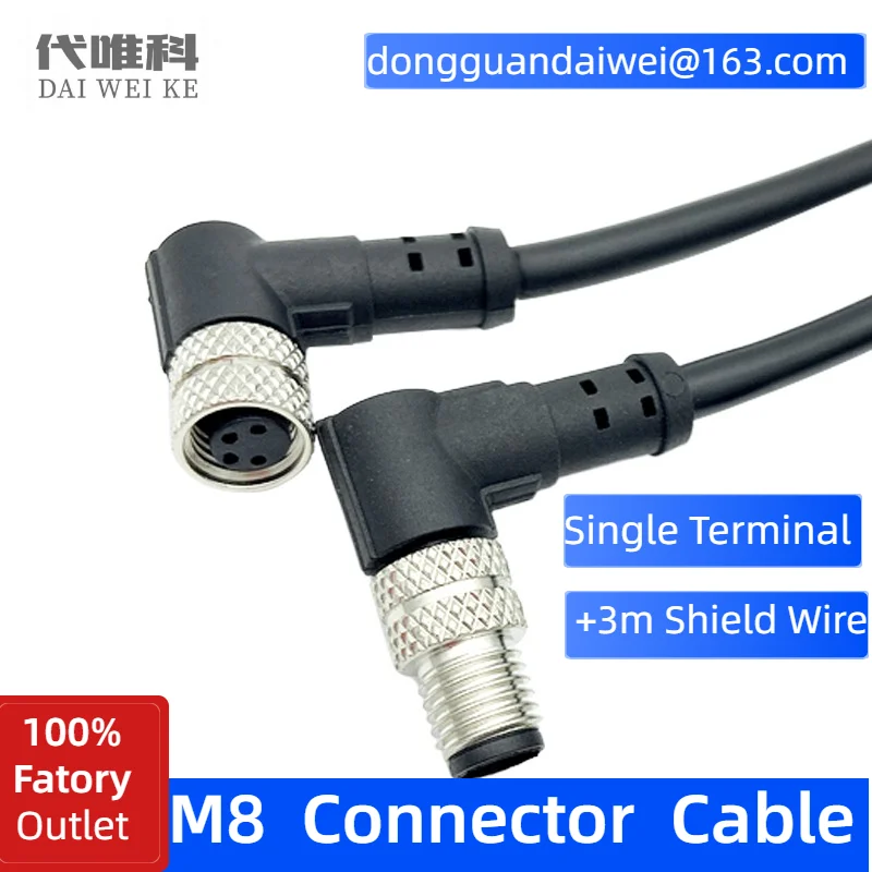 3m-Shielding-Wire-M8-Sensor-Connector-Single-Terminal-IP67-Screw ...