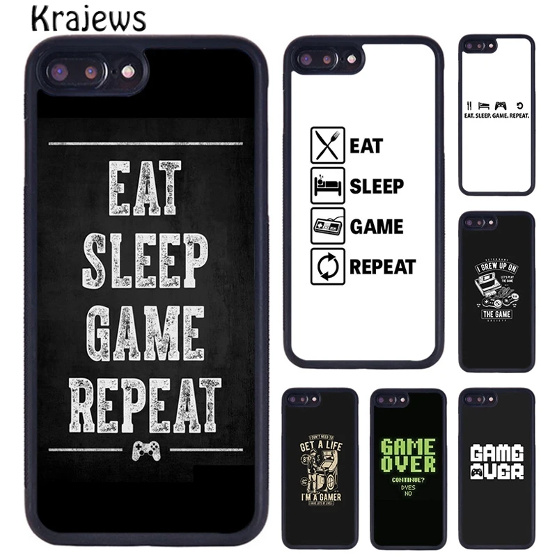 Krajews Eat Sleep Game Repeat Video Game phone Case For iPhone 14 5 6S ...