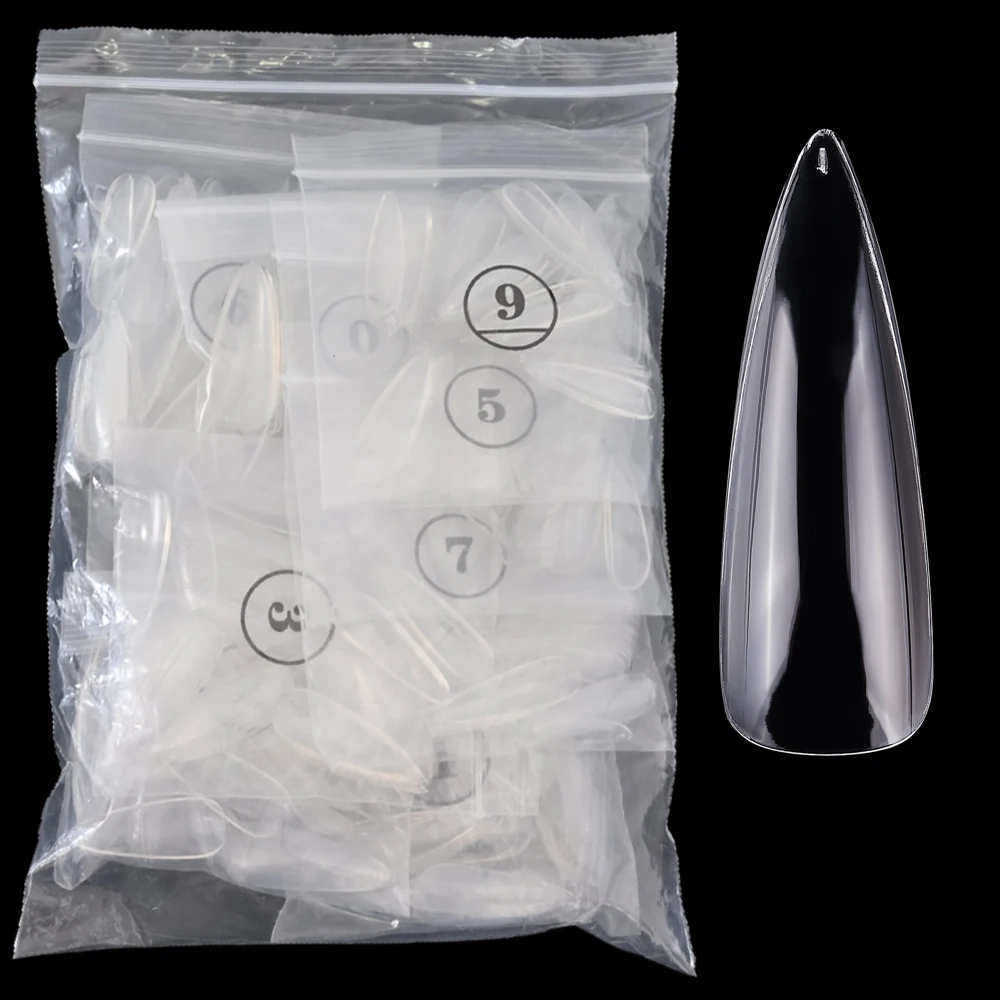500pcs Xl Stiletto Shape Full Cover Nail Tip 10sizes Xxl Extra Long ...