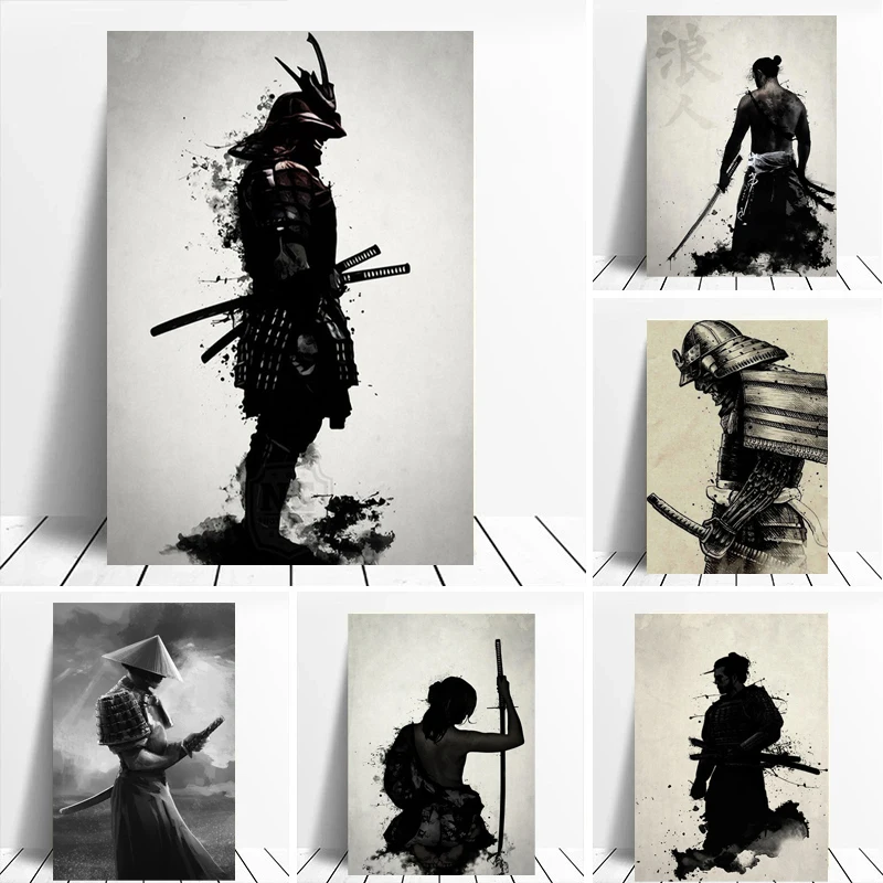 Japanese Samurai Art Black And White