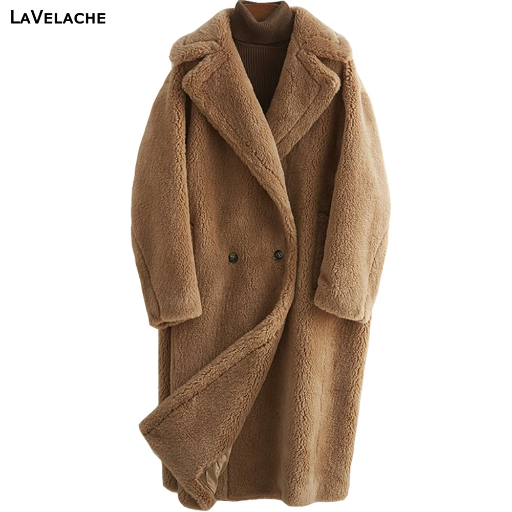 LaVelache 2022 Real Fur Coat Wool Jacket Women Autumn Winter Thick Warm ...