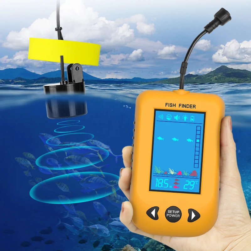 Erchang Portable Fish Finder Fishing Sonar Sounder Alarm Transducer ...