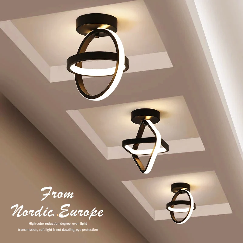 Lámpara de techo LED moderna para pasillo, iluminación montada en Superficie redonda cuadrada ...