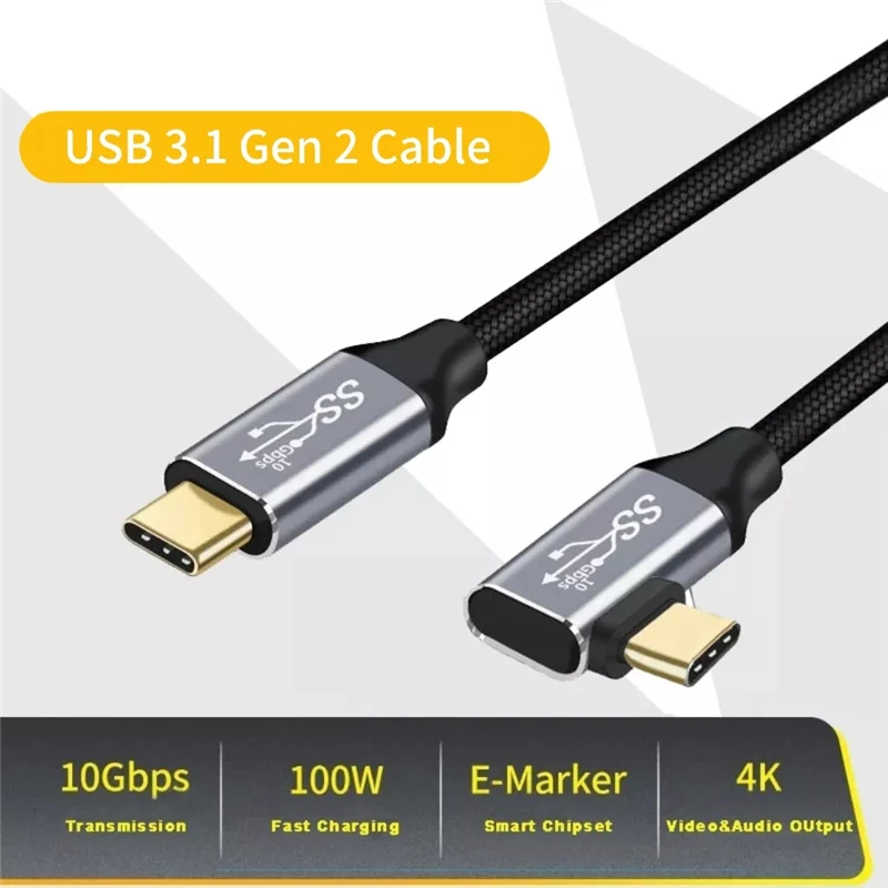 C타입 USBC 수 암 연장 케이블, 수 수 USB3.1 Gen2, 10 GB/S 5A, 100W PD 고속 충전, 4K HD ...