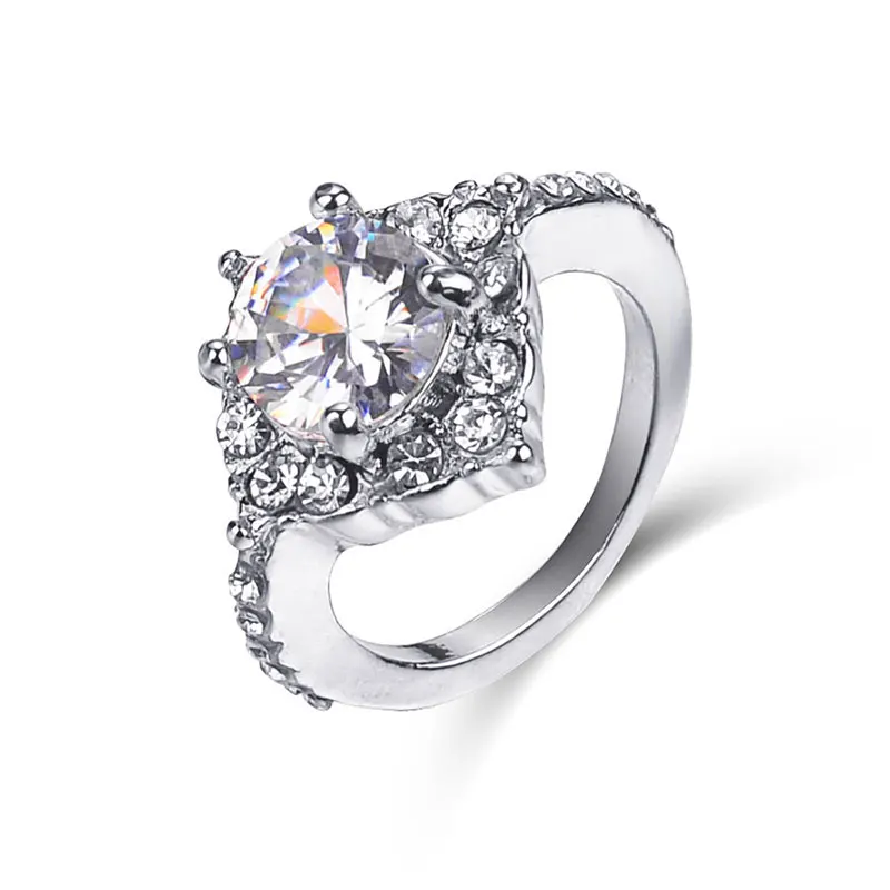 Joyería de moda elegante Glamour Zirconia anillo de compromiso para ...