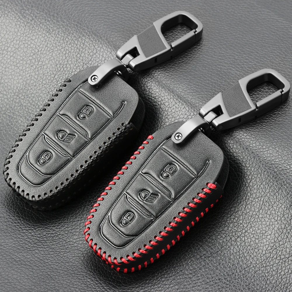 Smart-3-Button-Leather-Car-Remote-Key-Fob-Shell-Cover-Case-For-Peugeot ...
