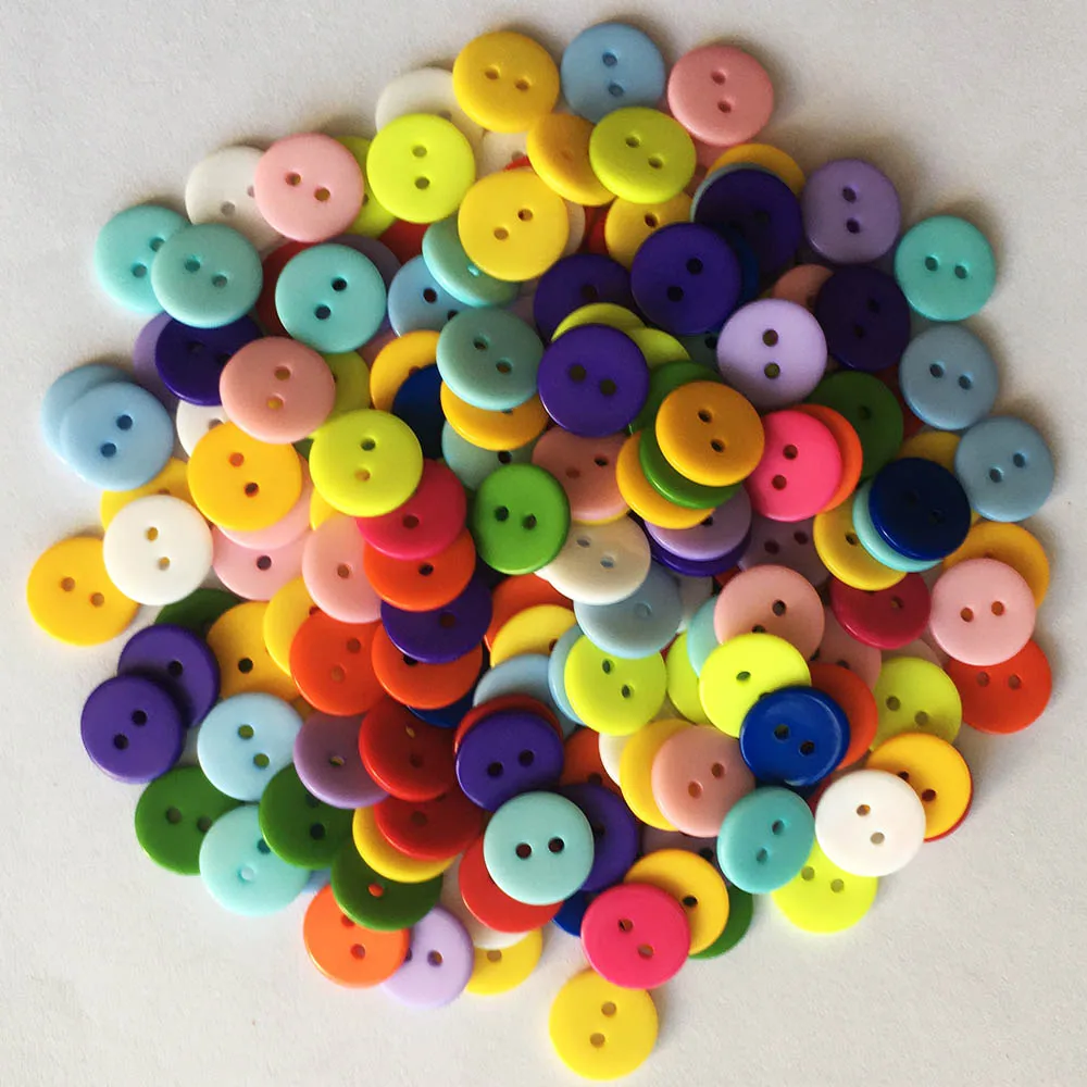 Hot 100pcs 6mm/9mm/11mm/12mm Resin 2 Hole Sewing Button Scrapbooking ...