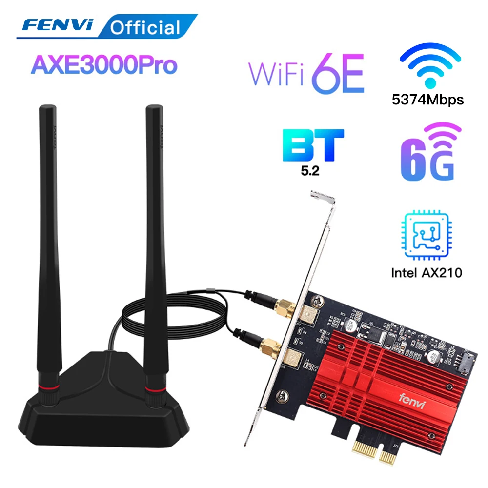 Adaptador de tarjeta de red PCIE inalámbrica Intel AX210, triple banda, WiFi 6E, 2,4G/5G/6Ghz ...