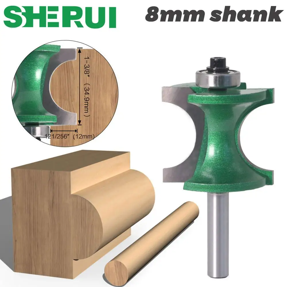 SHERUI-1PC-8mm-Shank-Bullnose-Half-Round-Bit-Endmill-Router-Bits-Wood-2 ...