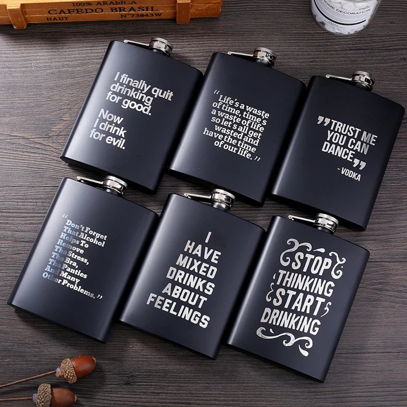 8 Oz Ounces Black Matte Metal Gift Stainless Steel Hip Flask Flagon ...