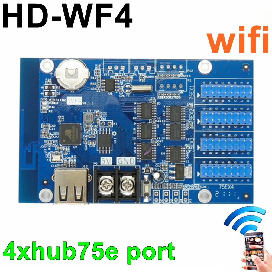 HD-WF4 Wifi And USB Led Control Card 1280x64 Pixels Full Color ...