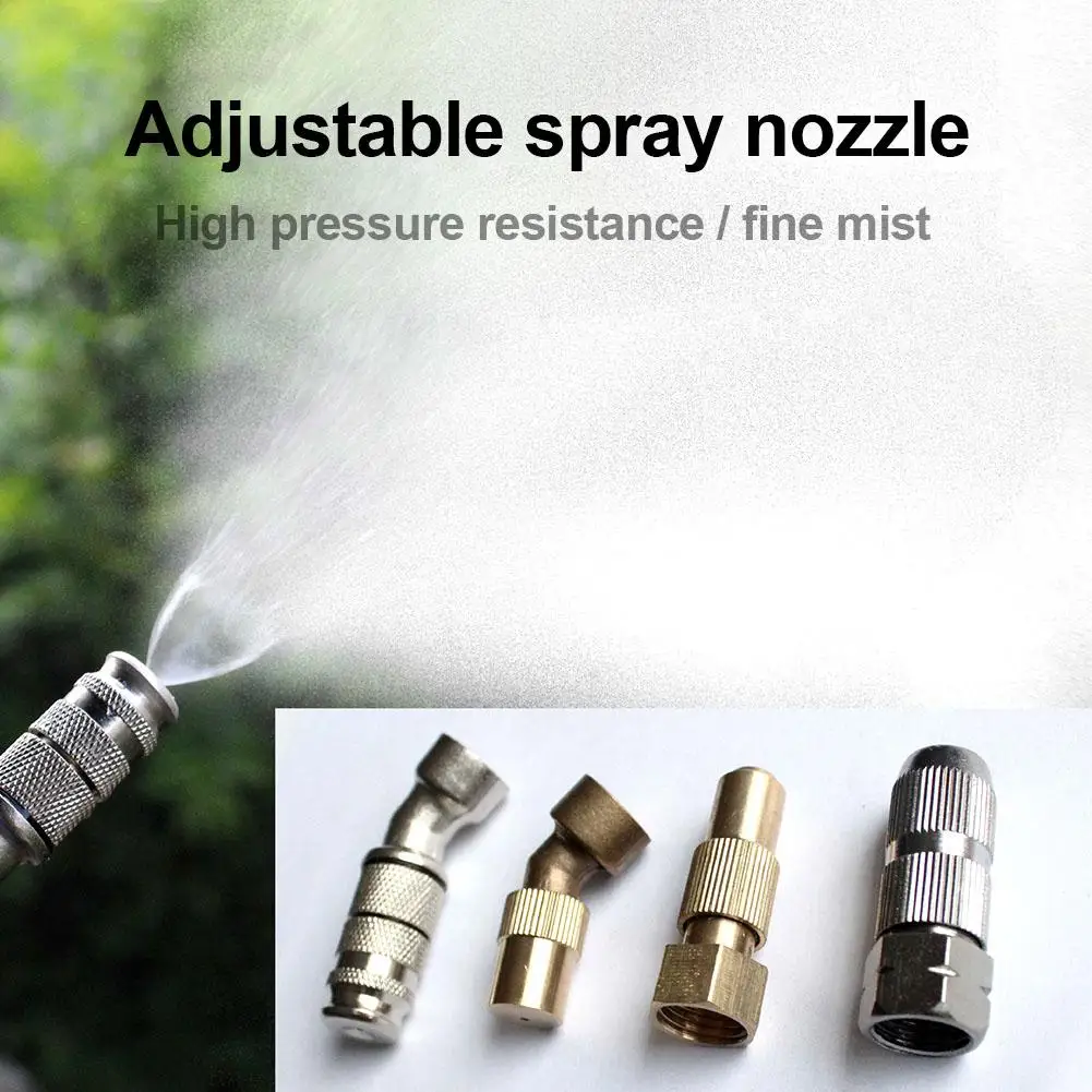 High Pressure Adjustable Copper Steel Mist Spray Nozzle Garden Water ...