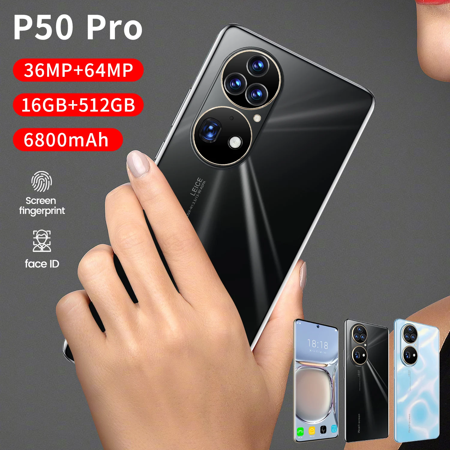 P50 PRO SmartPhone 7.3 inch Full Display 16GB+512GB 36MP+64MP HD call ...