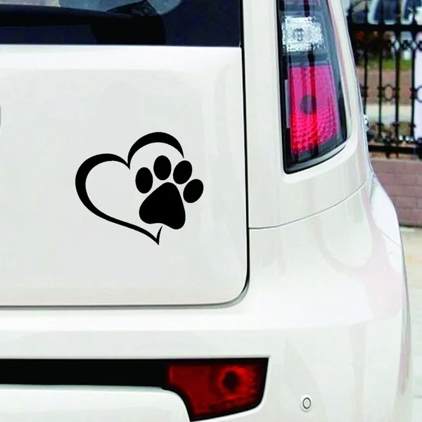 Cute Dog Paw with Peach Heart Car Sticker Cartoon Animal Take Dog Cat ...