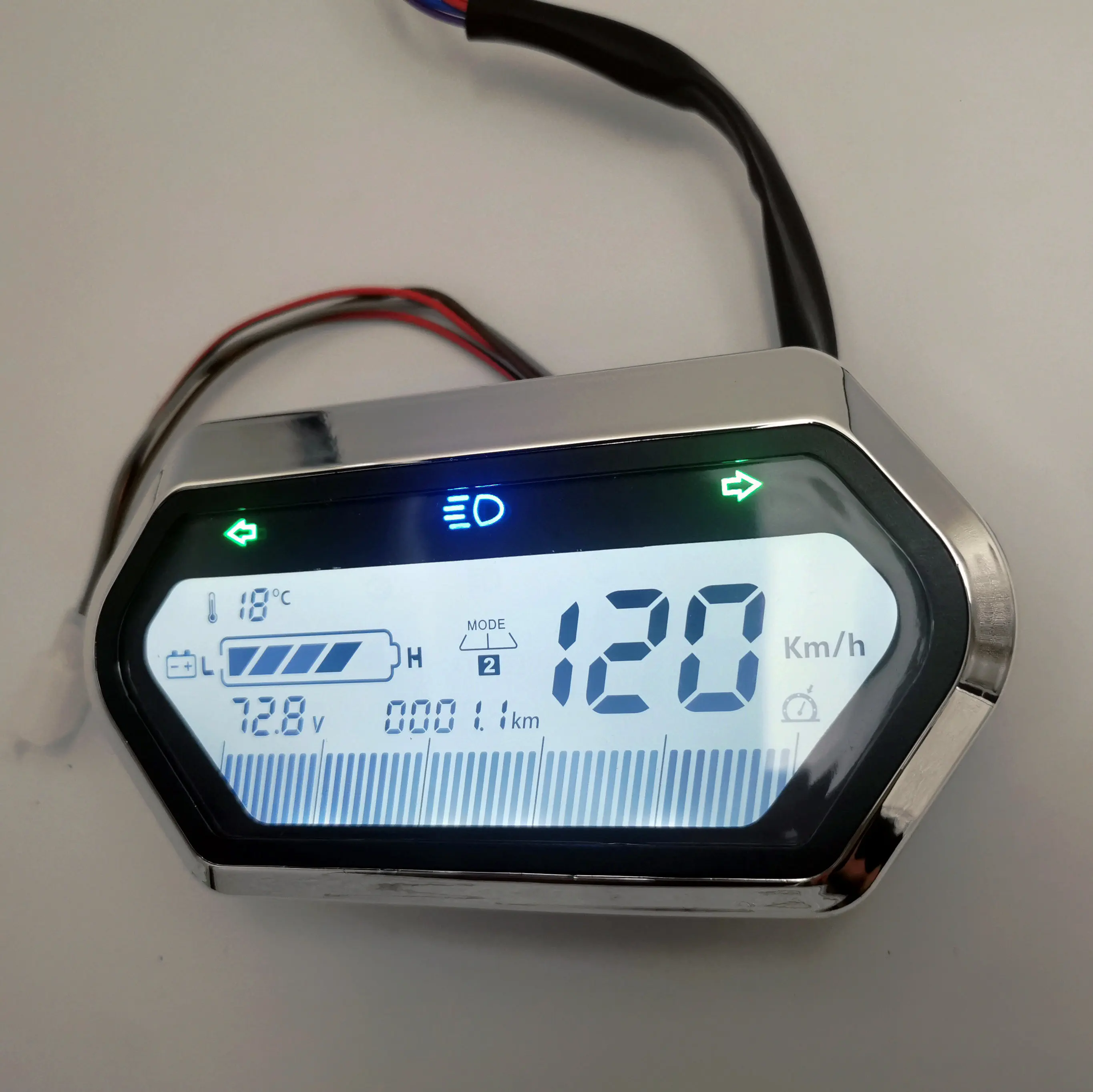 Speedometer LCD DISPLAY 48v60v72v Light/Battery Level/Power Indicator for Electric Scooter ...