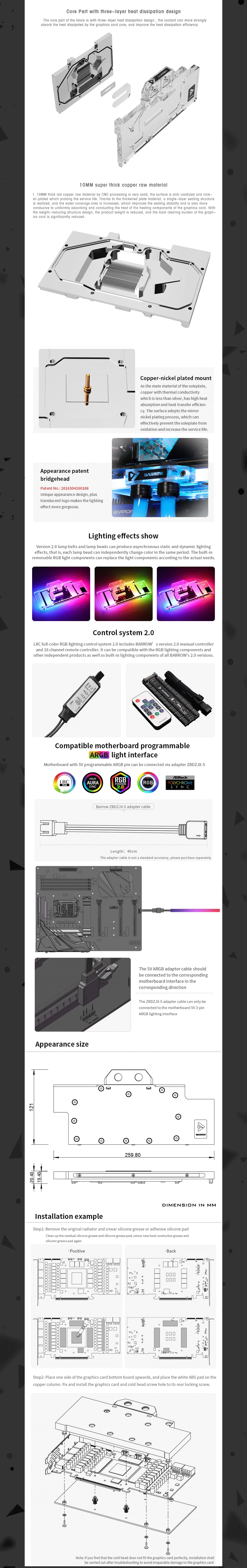 Barrow 3090 3080 GPU Water Block for ZOTAC RTX 3090 3080 X GAMING, Full ...