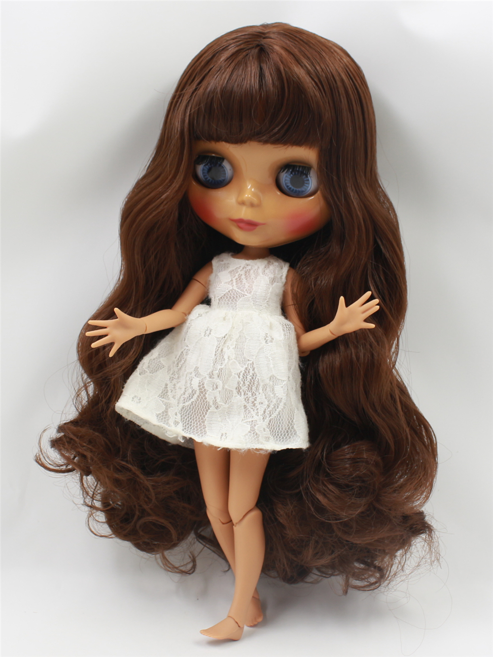 Neo Blythe Doll with Brown Hair, Dark Skin, Shiny Cute Face & Custom ...