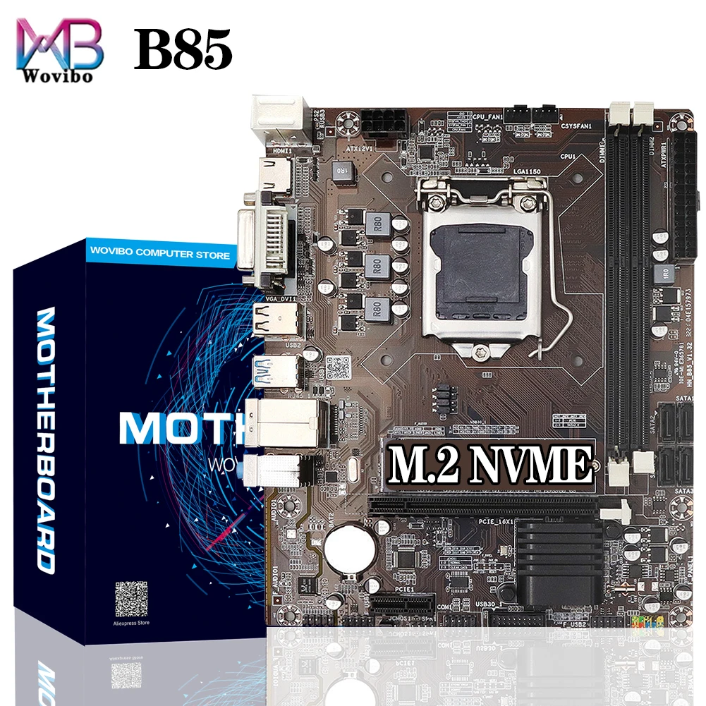 B85 Motherboard VGA SATA III USB 3.0 DDR3 Memory M.2 NVMe SSD For Intel ...