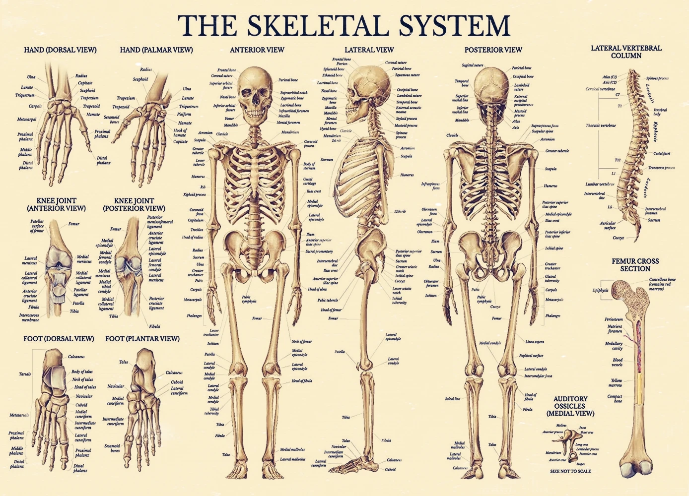 Skeletal System Anatomical Chart Laminated Human