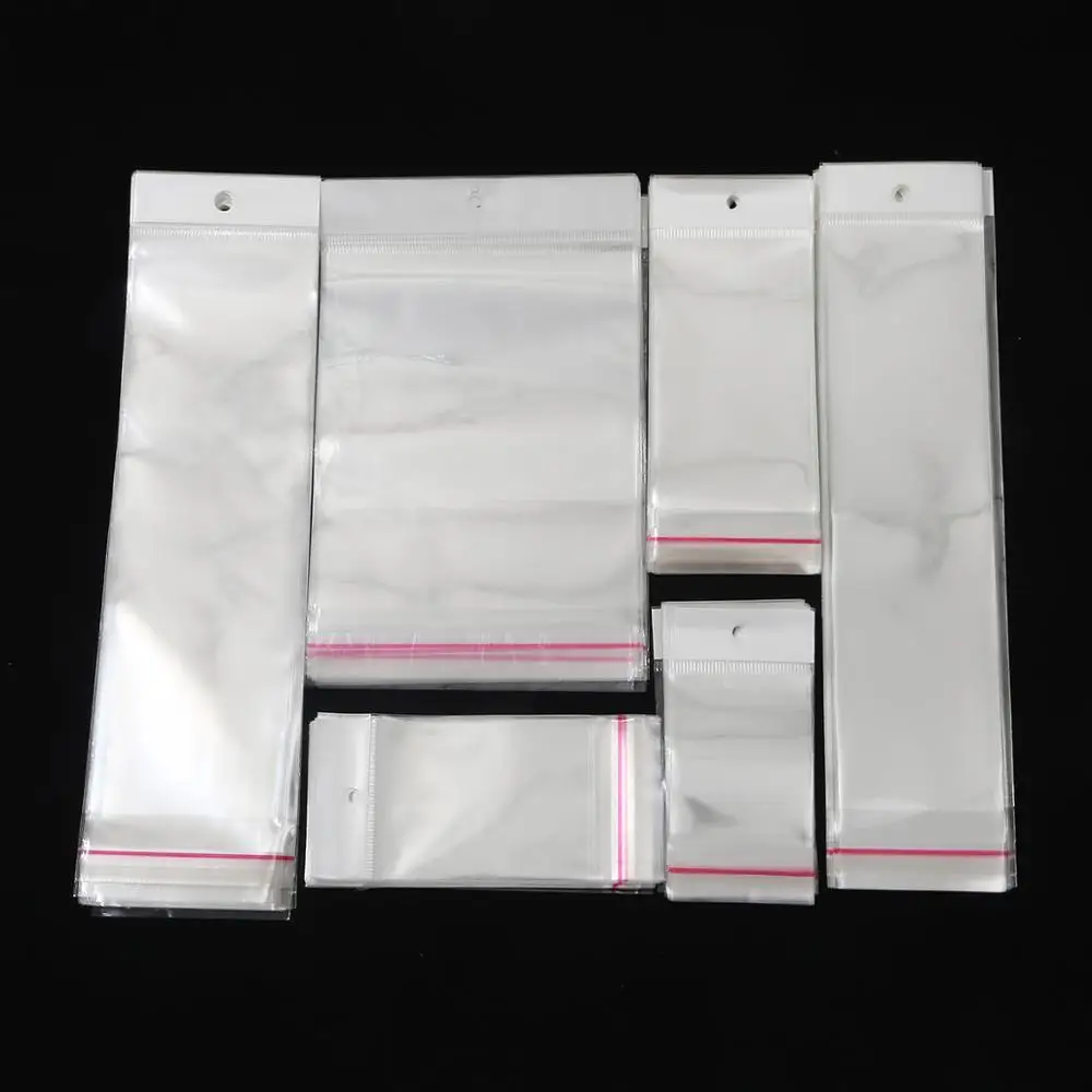 100pcs Transparent Self Adhesive Plastic Storage Bag OPP Poly Pack Bag ...