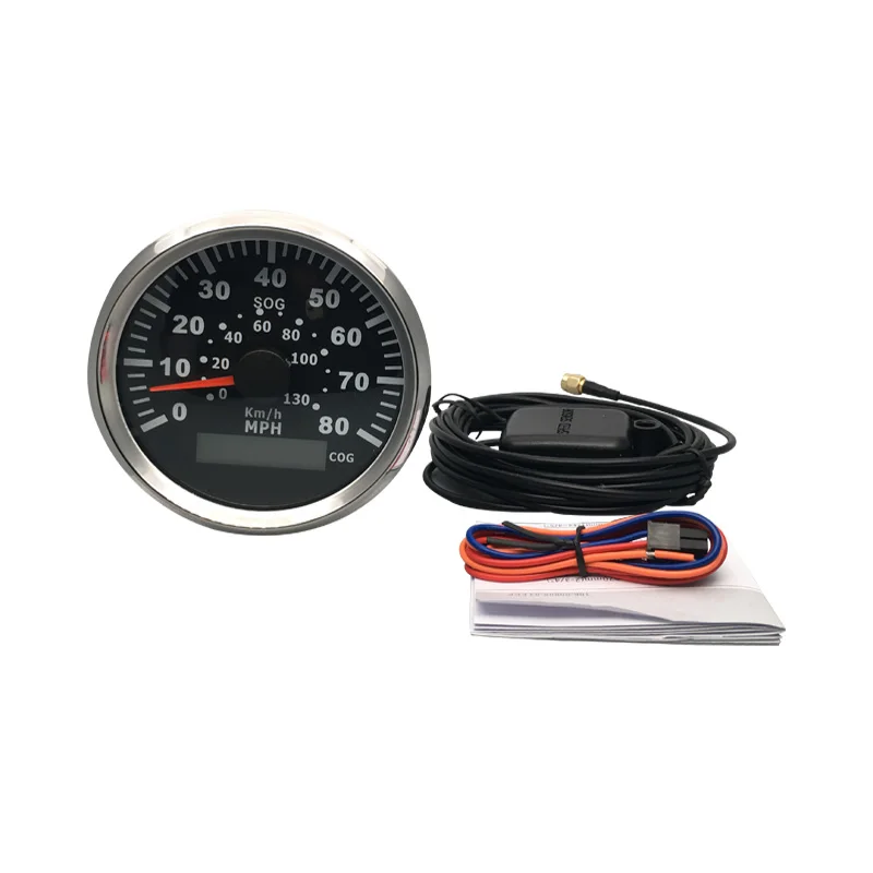 85mm 80MPH 130km/h Waterproof GPS Speedometer Speed Gauge with Course ...