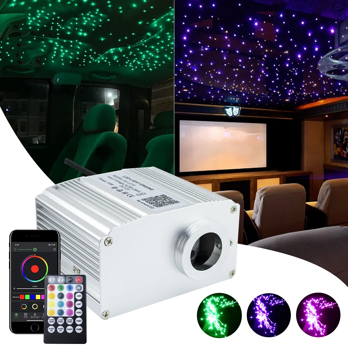 CREE-CHIP-10W-Car-Starry-Sky-Light-Twinkle-RGBW-LED-Fiber-Optic-Engine ...