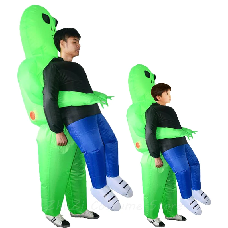 Disfraz inflable de Alien verde para adultos y niños, traje divertido ...