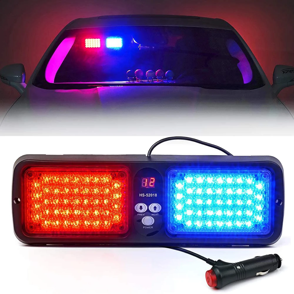 Red Blue LED Car Visor Strobe Flashing Light Interior Windshield ...