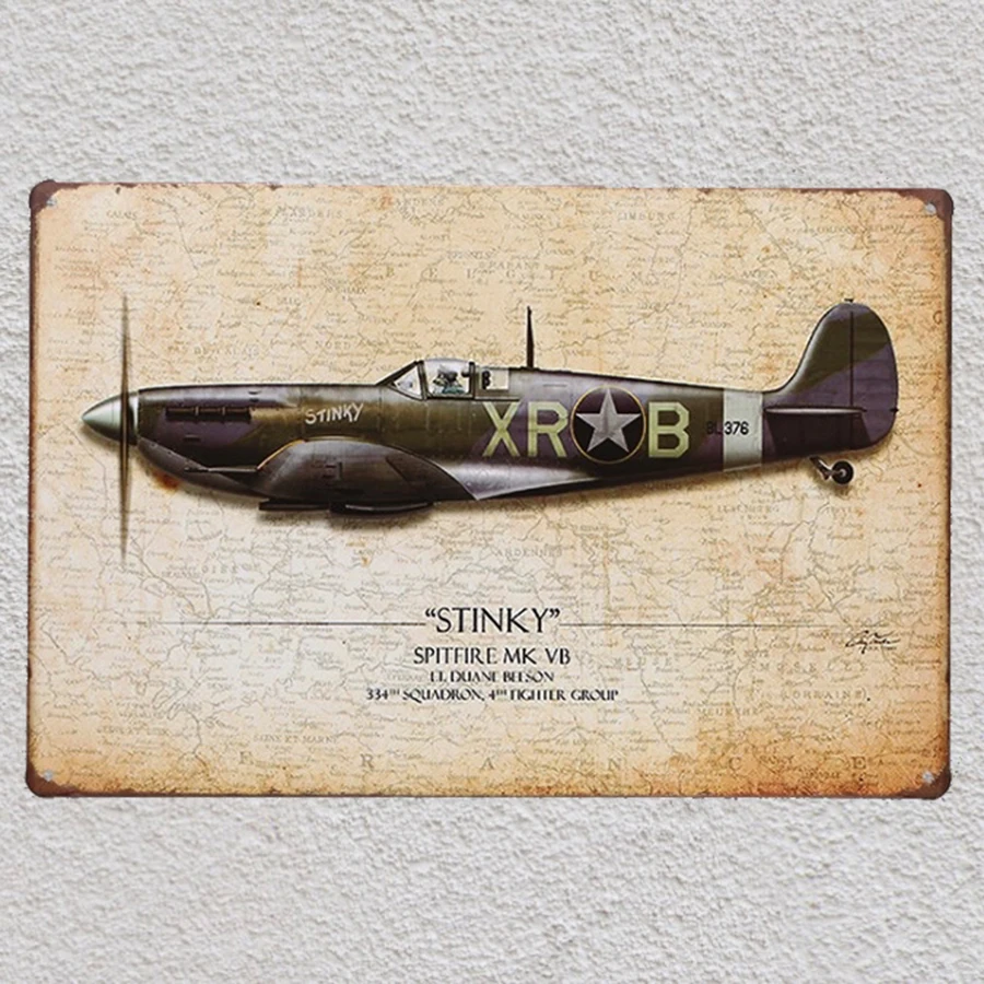 1pc-spitfire-stinky-air-plane-war-Tin-Plate-Sign-wall-man-cave ...