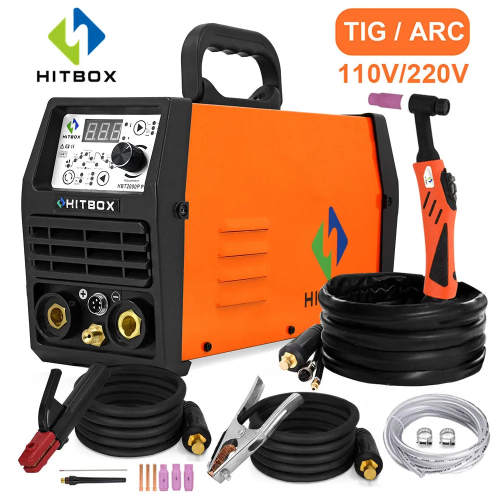 HITBOX Tig Welder TIG200P Pulse TIG ARC Functional Tig Digital Control ...