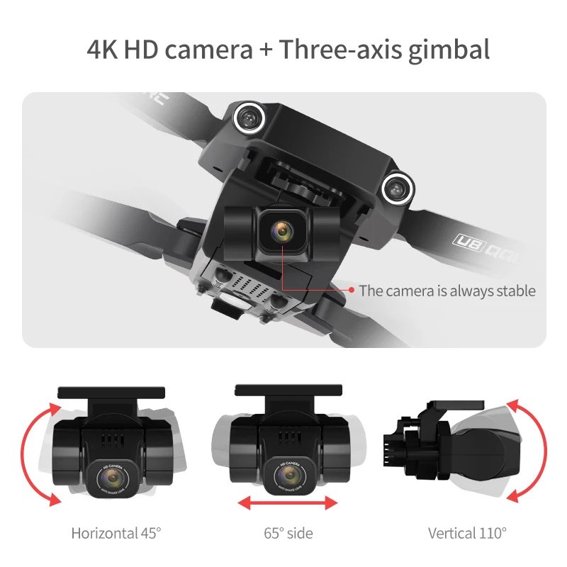 3-axis Gimbal Positioning Drone 4K HD Dual Camera Brushless Motor ...