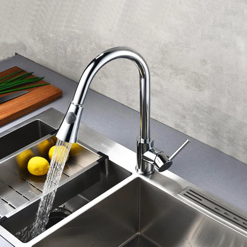 4 Colors Brass Material Hot & Cold Water Pull Out Kitchen Tap - buy at ...