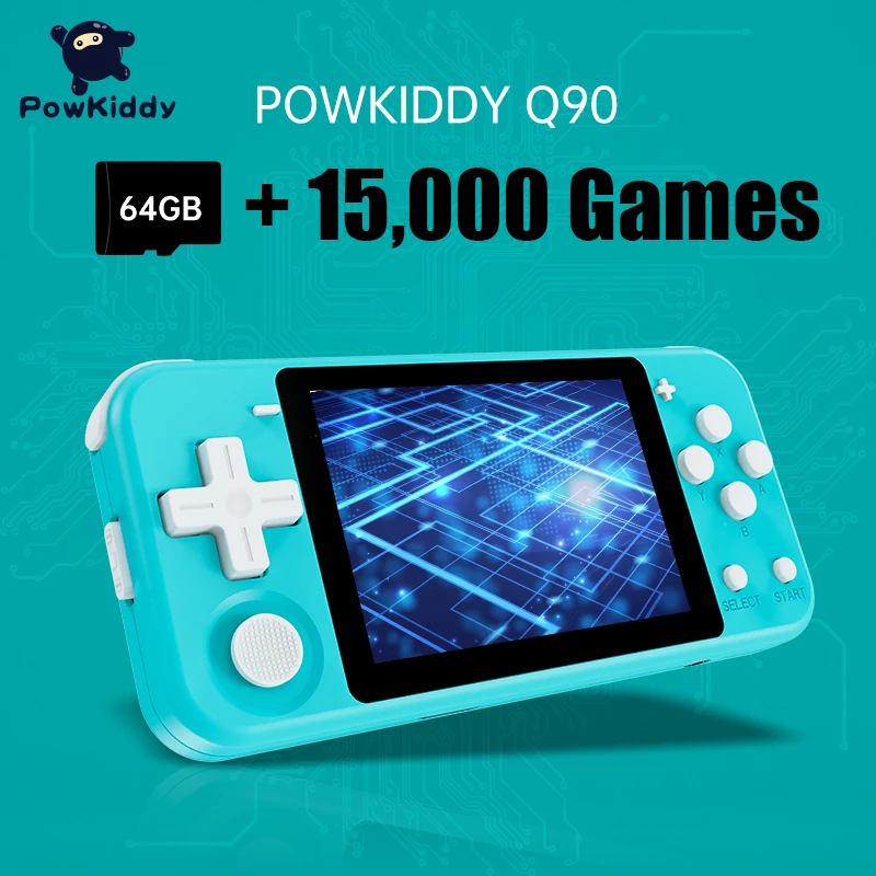 Powkiddy q90 open source handheld retro game console 3 "hd ips tela 16 simulador 64gb 15000 ...