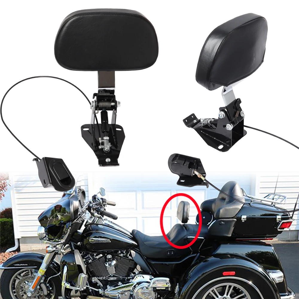 Motorcycle-Driver-Rider-Backrest-Adjustable-Black-Arm-Mounting-Kit-Fit ...