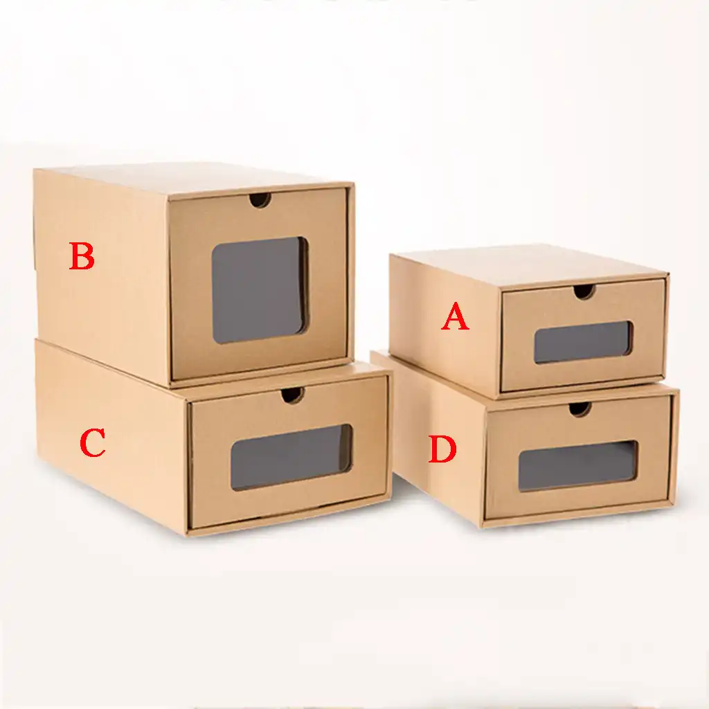 Thickened Kraft Cardboard Box Transparent Drawer Shoebox Receptacle Box ...