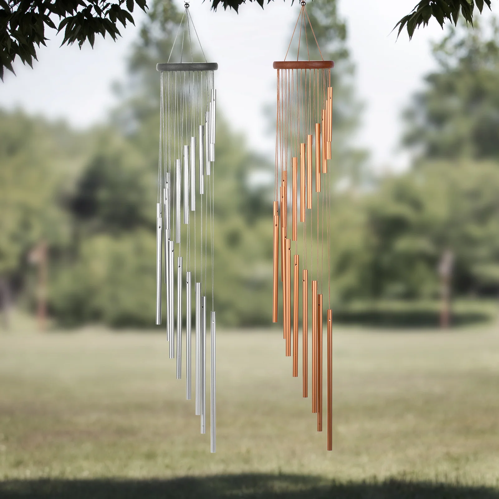 35inch 18 Bar Classic Rotating Wind Chime Solid Wood Aluminum Alloy ...