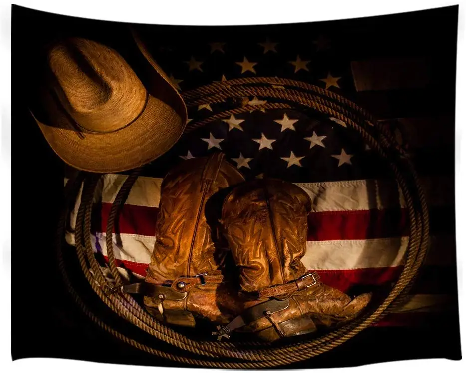 Cowboy Hat And Boots And Rope