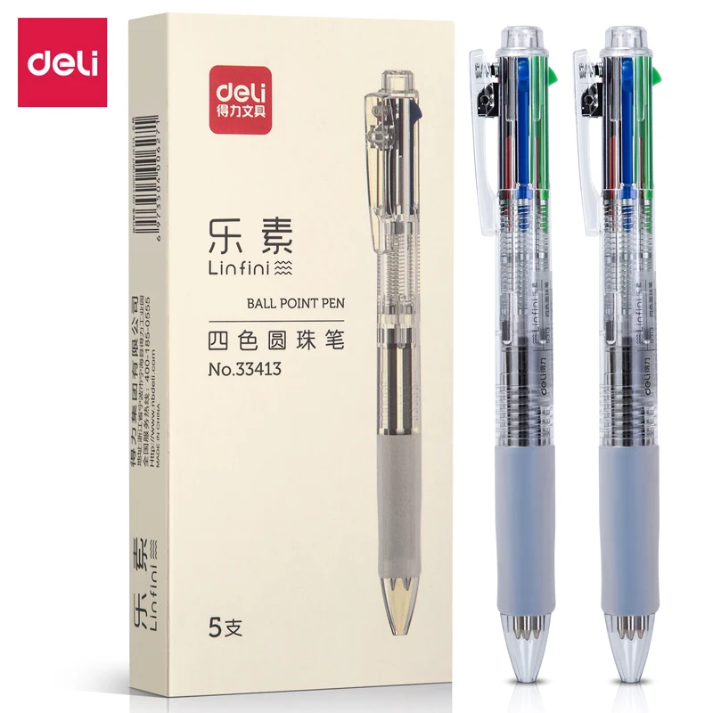Deli 5pc/Set Multi-color Ballpoint Pen 4 In 1 Gel Pens 0.7MM Color Ink ...